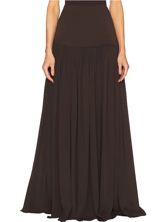 HELSA Diaphanous Maxi Skirt - Coffee