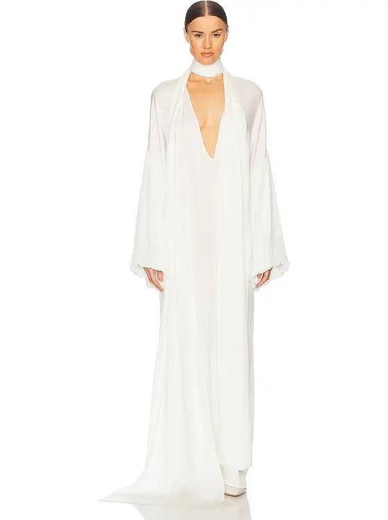 HELSA Serafina Silk Maxi Dress - White