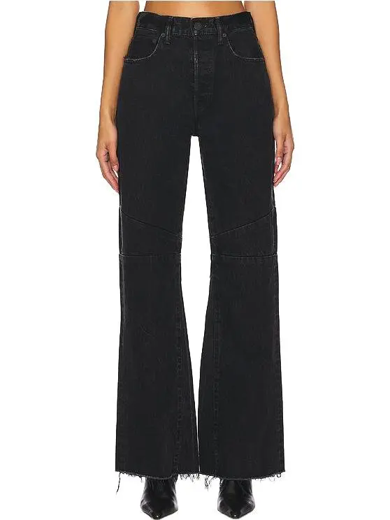Moussy Vintage Angeline Switching Flare Jeans - Black