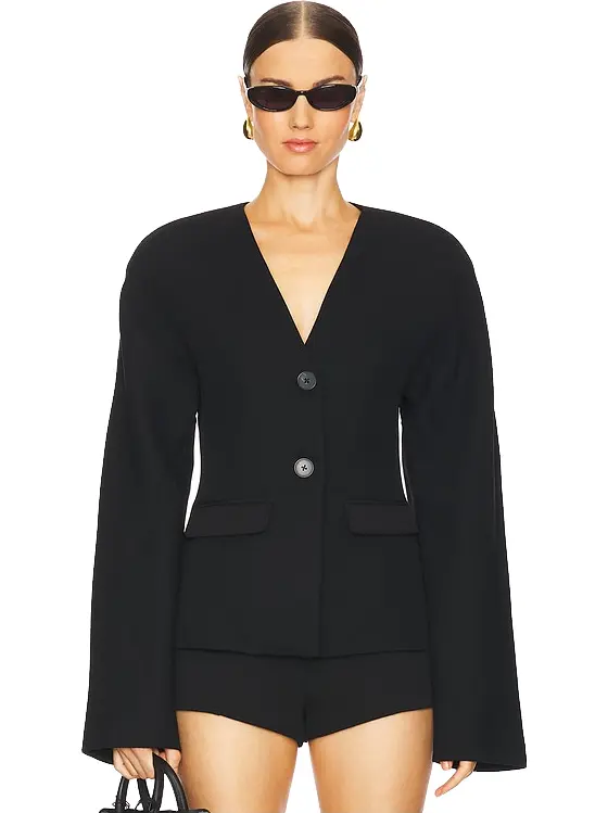 EAVES Gal Polished Crepe Blazer - Black