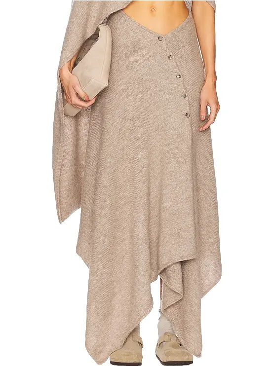 HELSA Lauren Midi Knit Skirt - Beige