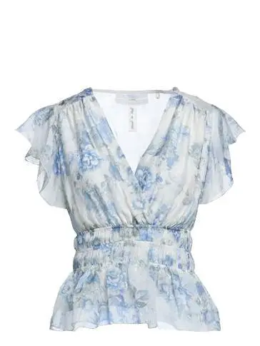 Guess Floral-print Peplum Top - Blue