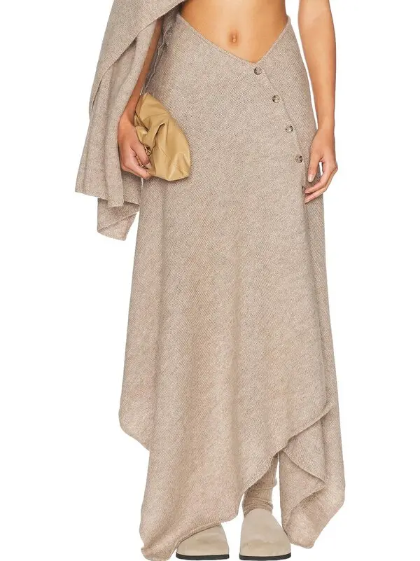 HELSA Lauren Midi Knit Skirt - Beige