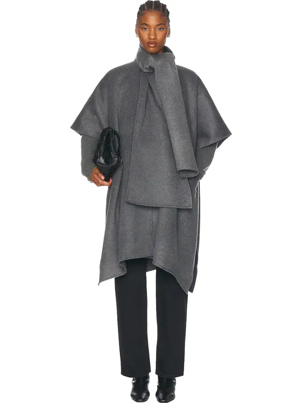 TOTEME Double Scarf Coat - Mid Grey Melange