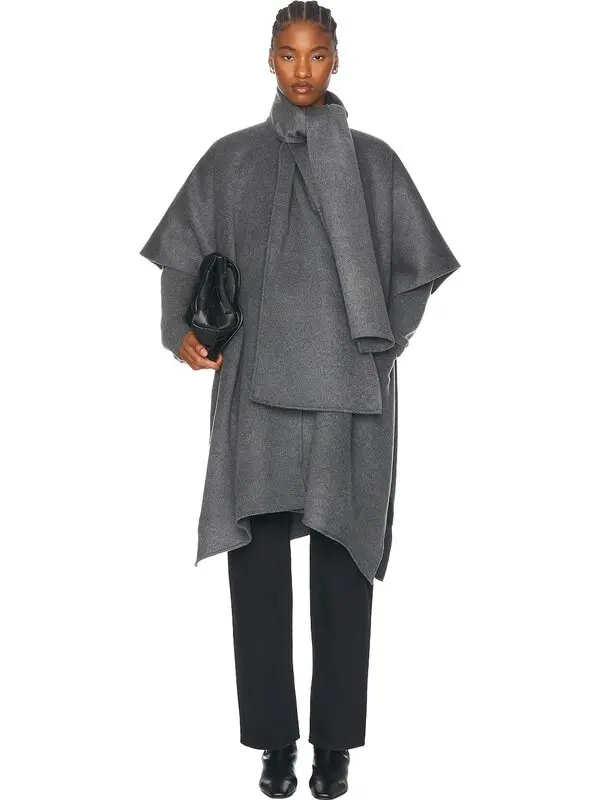 TOTEME Double Scarf Coat - Mid Grey Melange