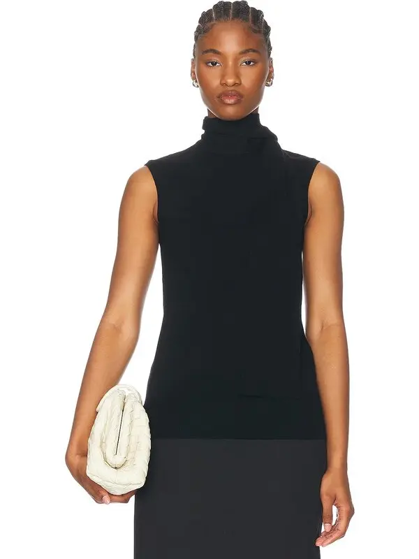 TOTEME Sleeveless Knit Scarf Sweater - Black
