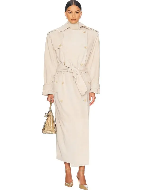 HELSA Suede Trench Coat - Clay