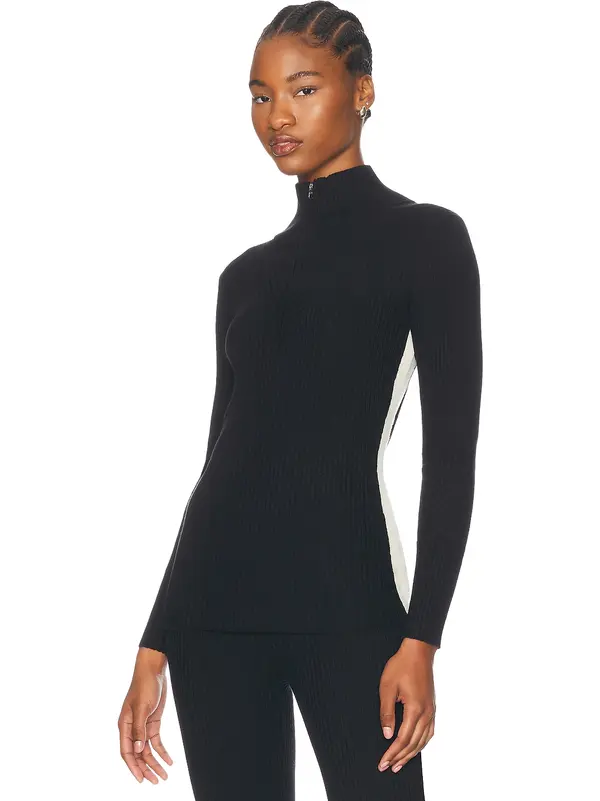 Varley Demi Half Zip Knit Top - Black