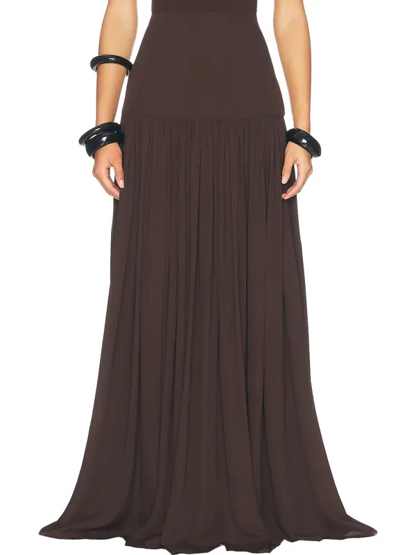 HELSA Diaphanous Maxi Skirt - Coffee