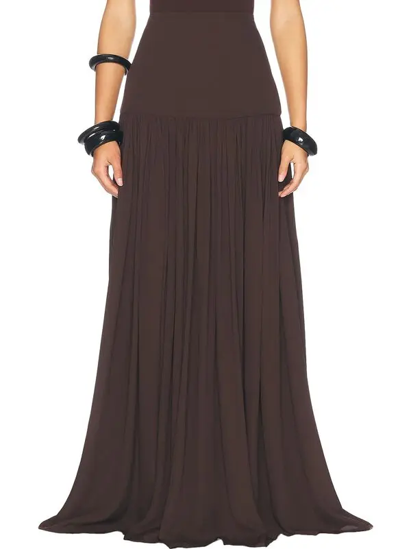 HELSA Diaphanous Maxi Skirt - Coffee