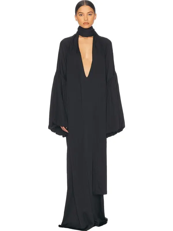 HELSA Serafina Silk Maxi Dress - Black