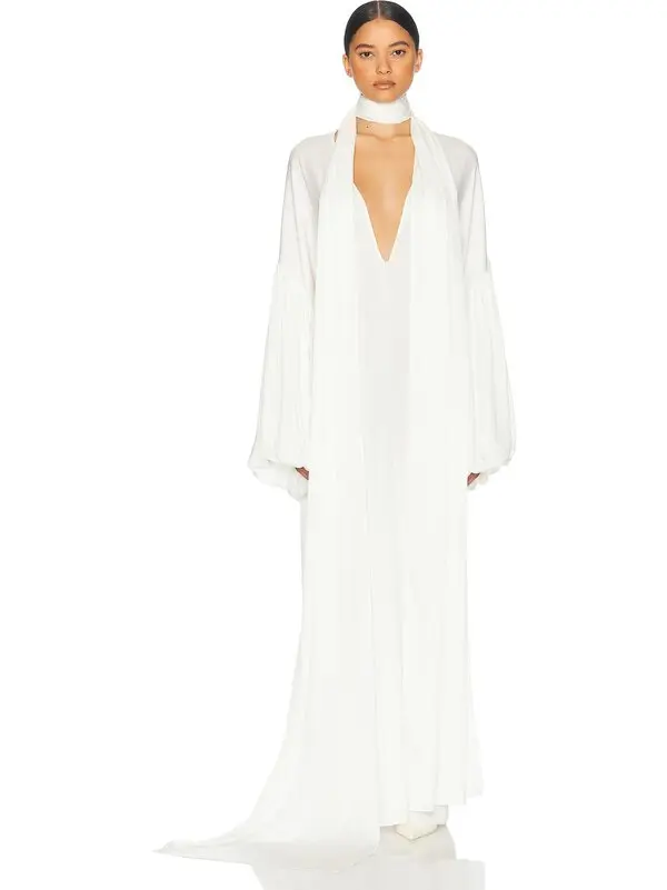 HELSA Serafina Silk Maxi Dress - White