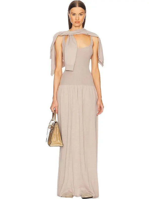 HELSA Maddison Maxi Knit Dress - Taupe
