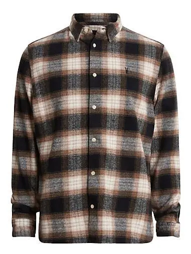 ALLSAINTS Mercy Check Cotton Shirt - Rusty Orange