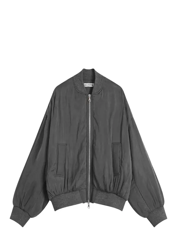 COLE BUXTON Cupro Bomber Jacket - Black