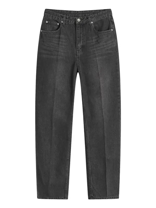 UNIFORM BRIDGE 5 Pocket Straight Denim Pants - Black Washed
