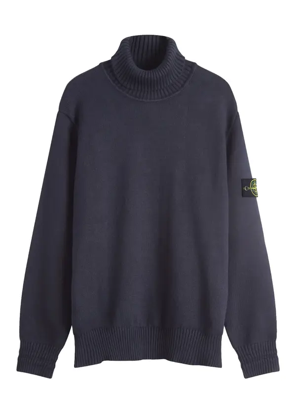 Stone Island Cotton Turtleneck Jumper - Navy Blue
