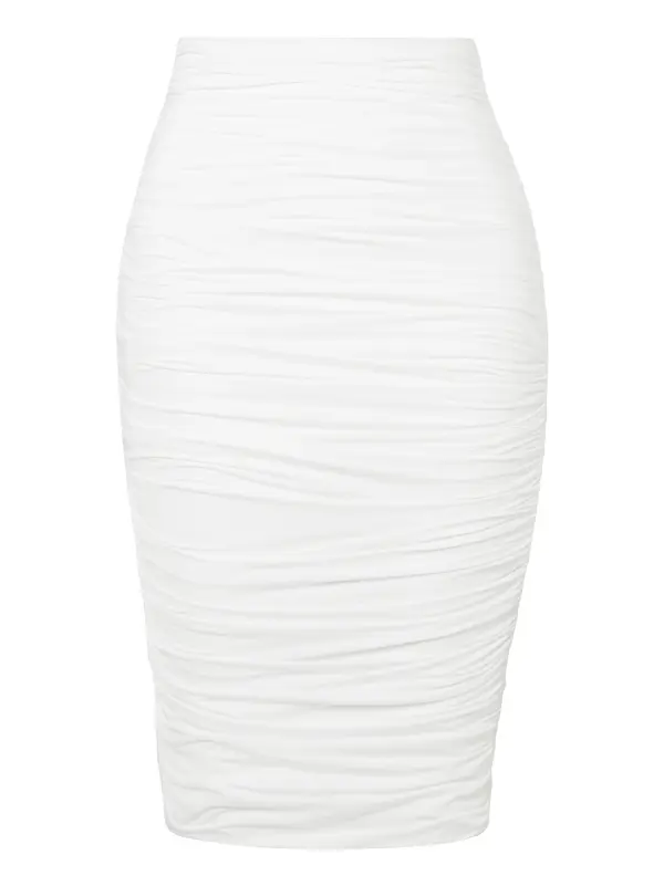 MAYGEL CORONEL Dasos Ruched Midi Skirt - Off-white