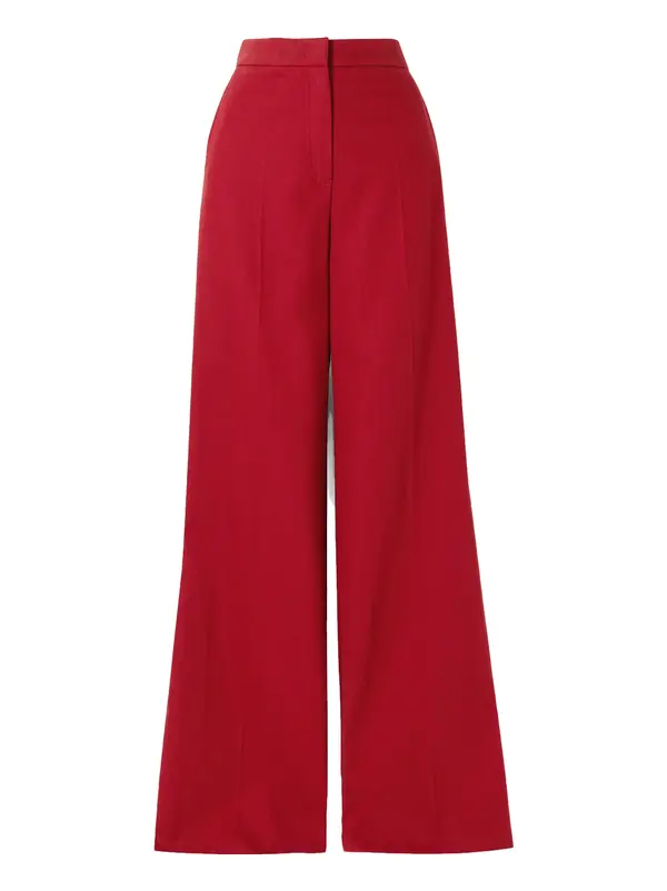 Max Mara Ruggero Cotton-twill Wide-leg Trousers - Red