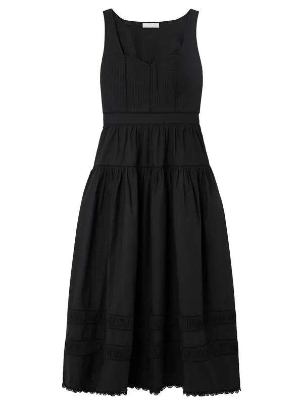 Ulla Johnson Isadora Tiered Lace-trimmed Cotton-poplin Midi Dress - Black