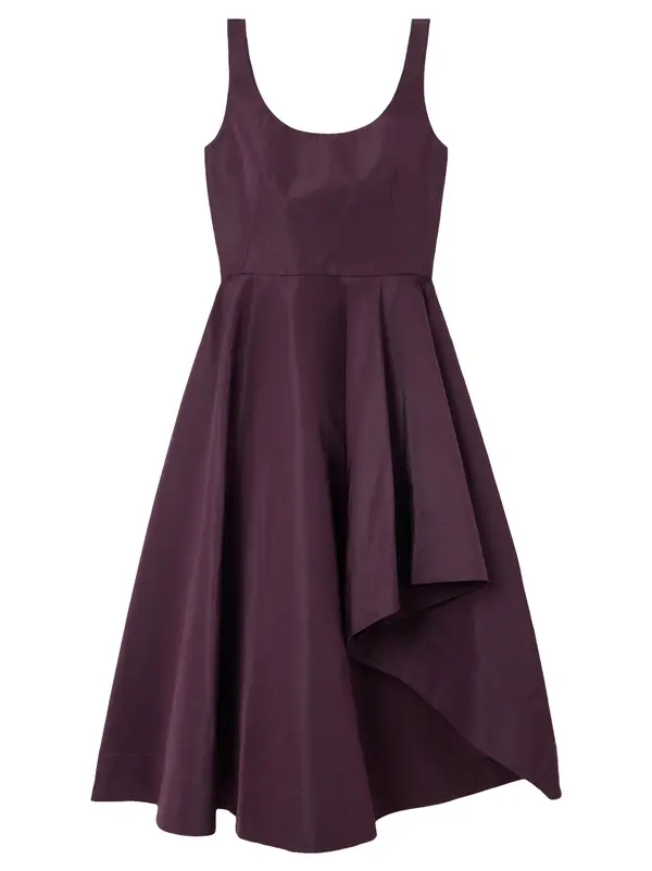 Alexander McQueen Asymmetric Faille Midi Dress - Purple
