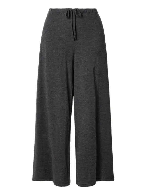 THE ROW Helphine Mélange Cashmere Wide-leg Pants - Gray