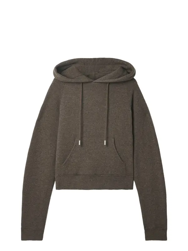 THE ROW Timmi Mélange Cashmere And Cotton-blend Hoodie - Brown