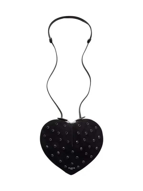 Alaïa Le Coeur Crystal-embellished Suede Shoulder Bag - Black