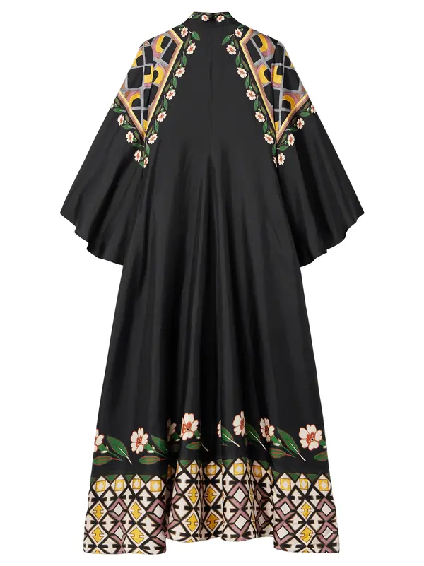 La DoubleJ Magnifico Printed Silk-twill Maxi Dress - Black