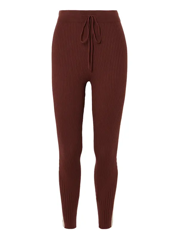 Varley Aiden Ribbed-knit Leggings - Burgundy