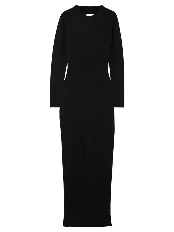 Kiki De Montparnasse Embellished Open-back Cashmere Maxi Dress - Black