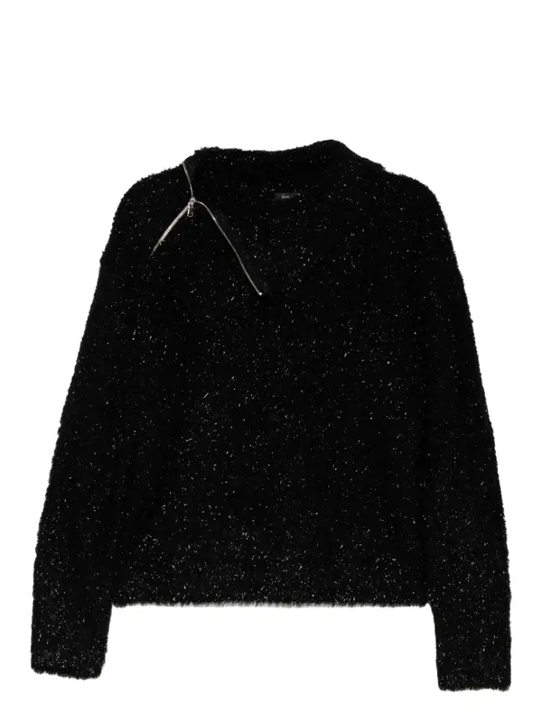 TOUT A COUP Turned Up Neck Sweater - Black