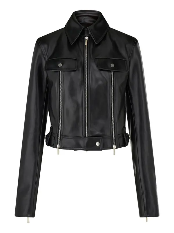FERRAGAMO Leather Biker Jacket - Black