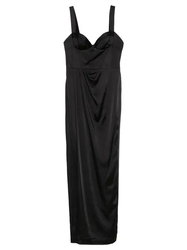 Marchesa Satin Bustier Gown - Black