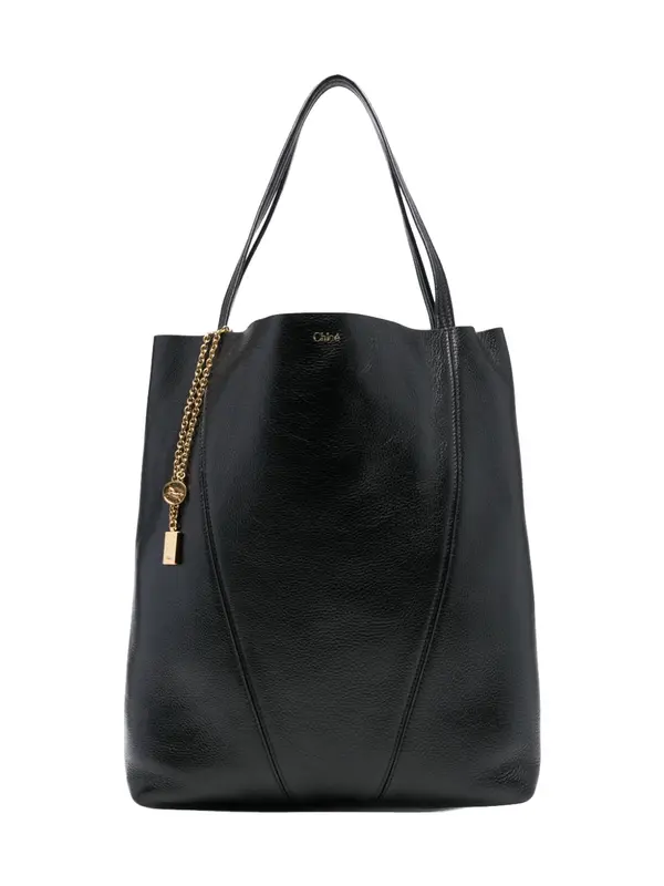 Chloé Large Spin Leather Tote - Black