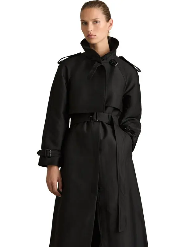 REISS August Gabardine Trench Coat - Black