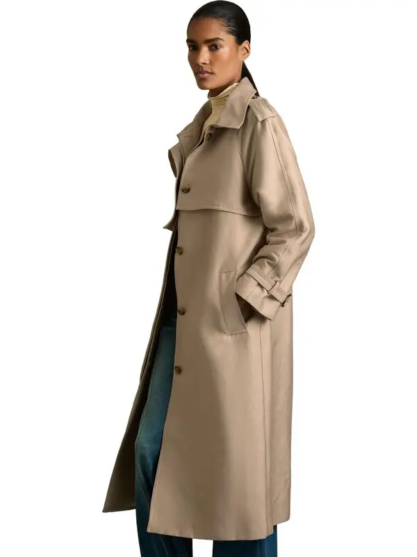 REISS August Gabardine Trench Coat - Neutral