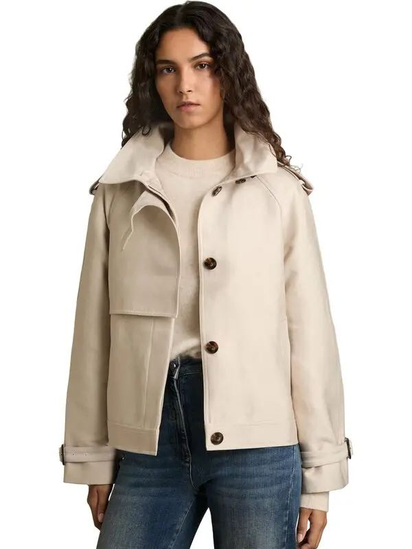 REISS Mila Short Trench Coat - Neutral
