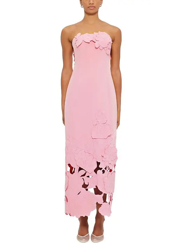 LEO LIN Rayna Strapless Crepe Dress - Flamingo
