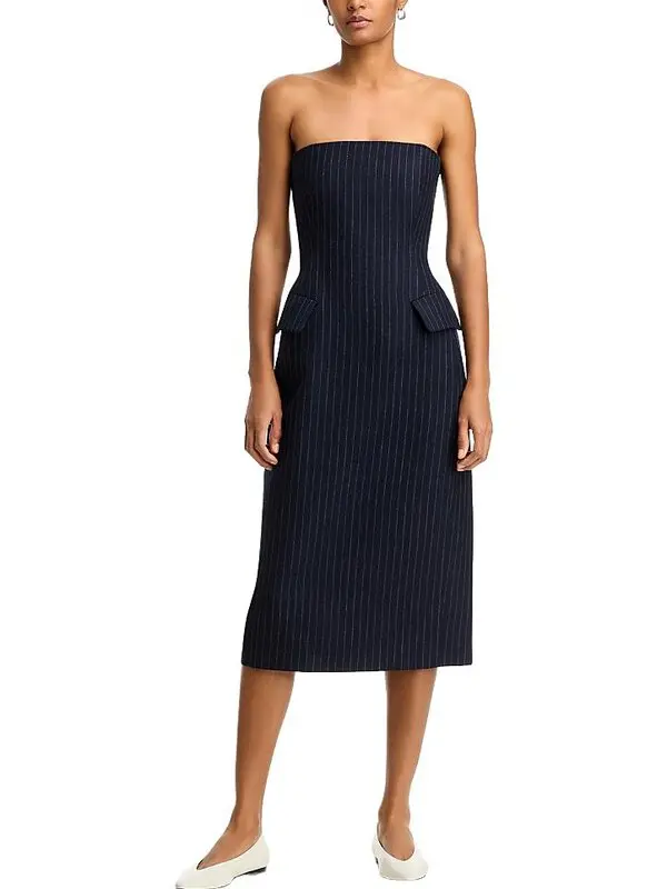 Co Tailored Bustier Dress - Navy Stripe