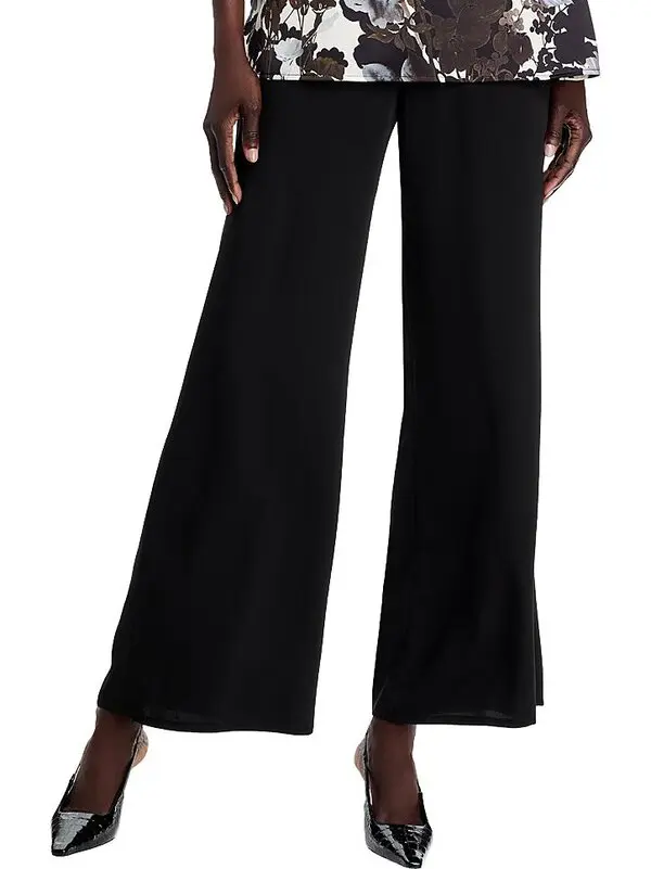 Caroline Rose Crepe Wide-leg Pants - Black