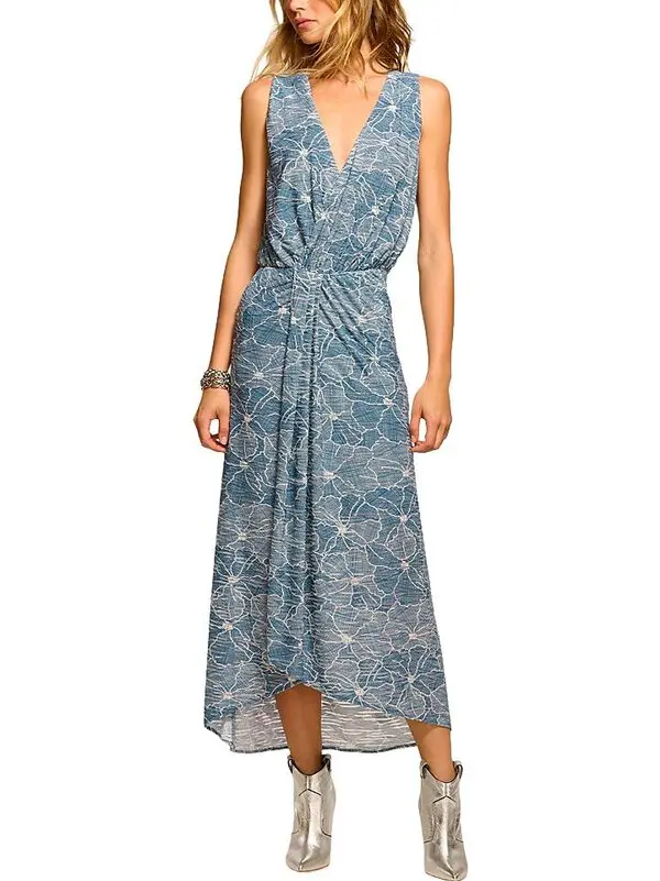 Ramy Brook Yuka Printed Midi Dress - Chambray Burnout