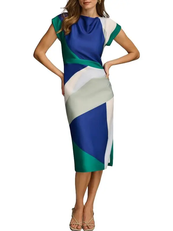 Donna Karan New York Colorblock Scuba Knit Midi Sheath Dress - Lawn Multi