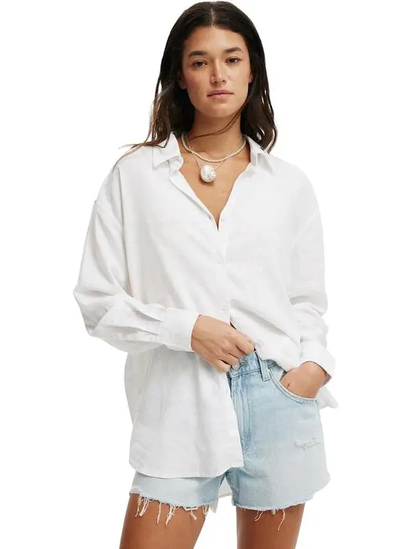 COTTON ON Haven Long Sleeve Shirt - White