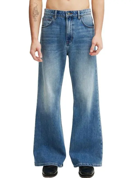 COTTON ON Baggy Boot Cut Jeans - Nebraska Blue