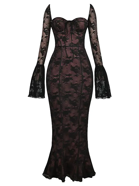 House Of Cb Delilah Corseted Lace Maxi Dress - Black
