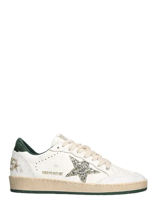 GOLDEN GOOSE Ball Star Glitter-embellished Leather Low-top Trainers - White/comb