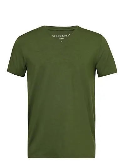 Derek Rose Basel 15 V-neck Short-sleeve Stretch-jersey T-shirt - Green