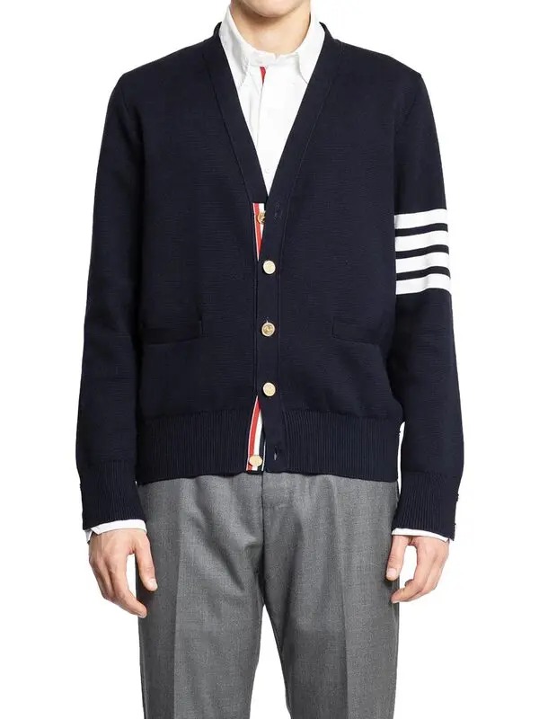 Thom Browne Milano Stitch V-neck Cardigan - Blue