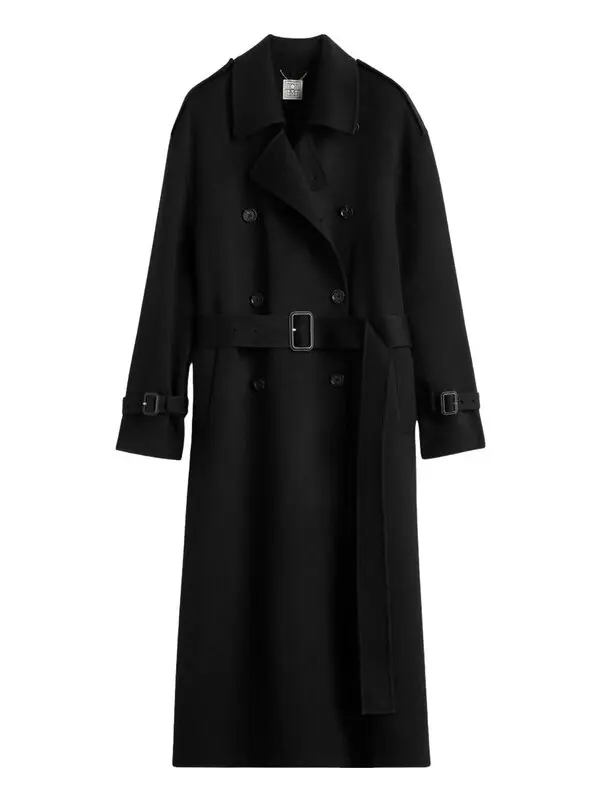 TOTÊME Wool Double-breasted Coat - Black